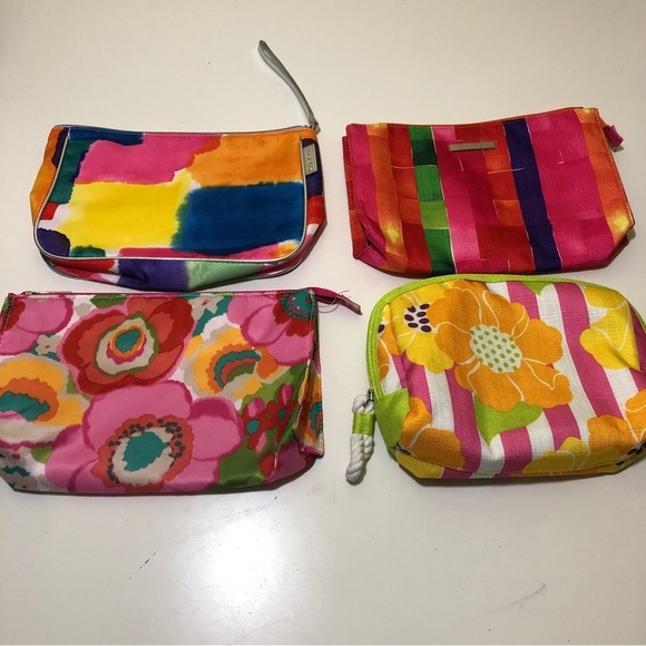 Clinique | Bags | Clinique Travel Cosmetic Makeup Bag Lot Of 4 Colorful ...